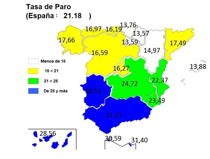 Mapa Del Paro Por Autonomías Grandes Diferencias Norte Sur
